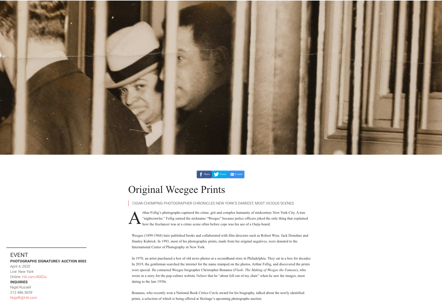 “Original Weegee Prints” | WEEGEEWEEGEEWEEGEE