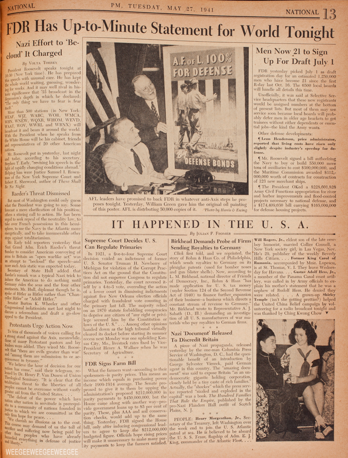 “FDR Has Up-to-Minute Statement for World Tonight” | WEEGEEWEEGEEWEEGEE